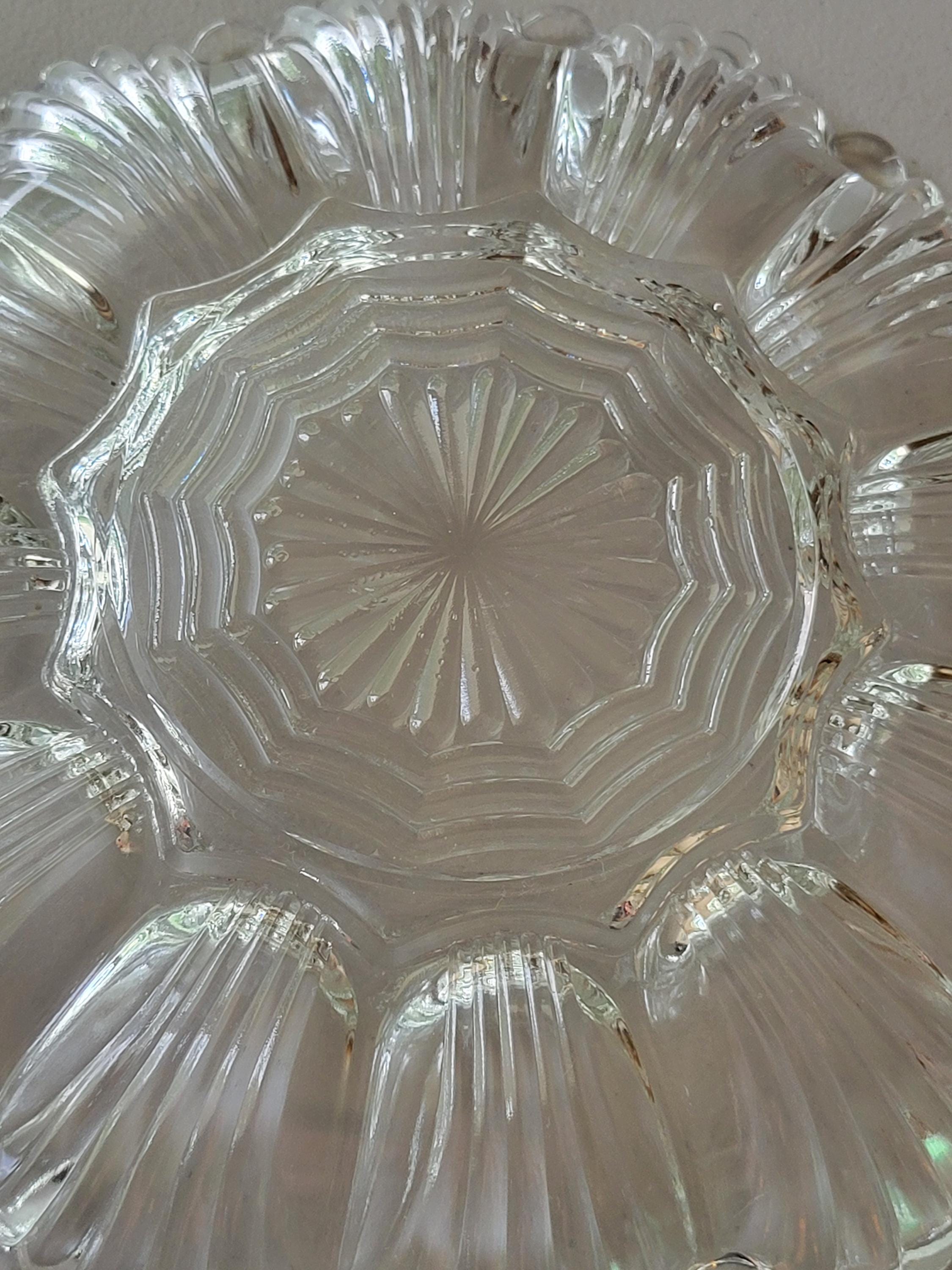 Anchor Hocking Clear Glass Deviled Egg Relish Plate Shell Design ...