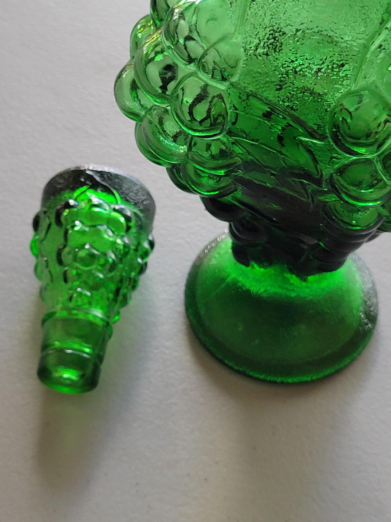 Vintage Italian Empoli Glass Decanter, Cluster of Grapes Shaped ...