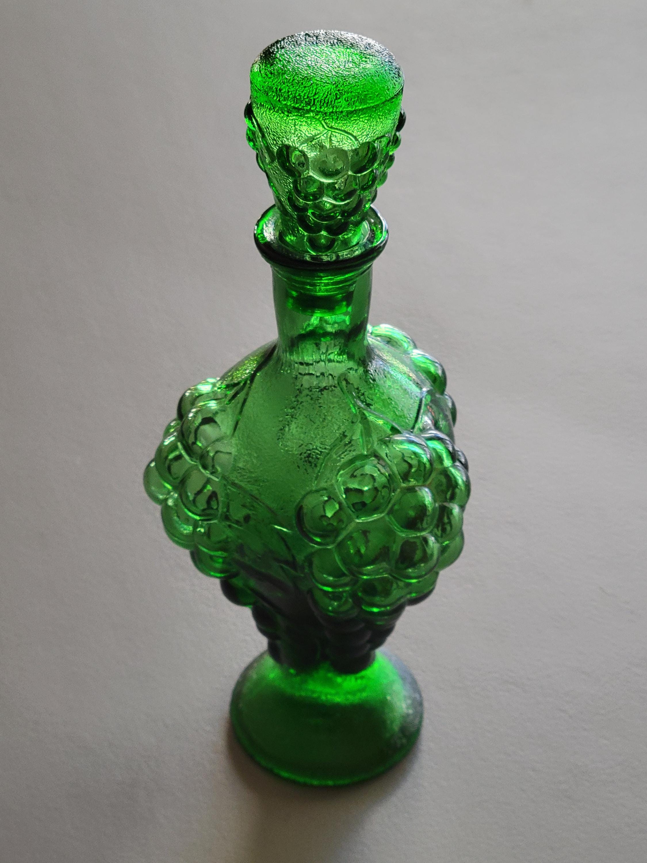 Vintage Italian Empoli Glass Decanter, Cluster of Grapes Shaped ...