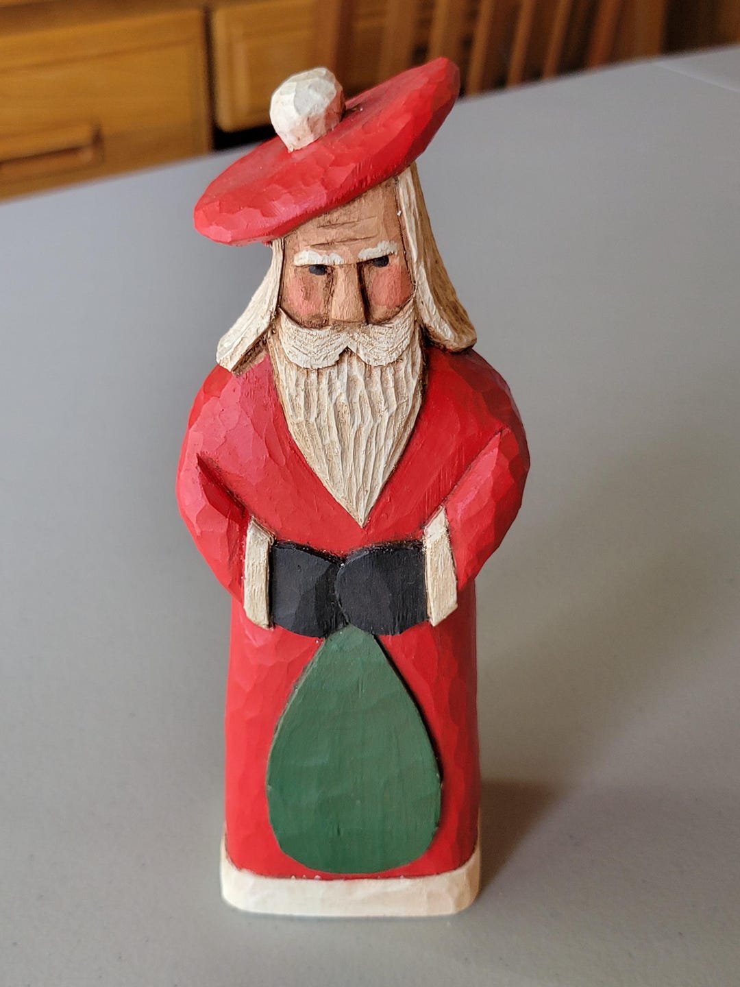 Vintage Scottish Folk Art Hand Carved Wood Santa Figurine Signed - Etsy