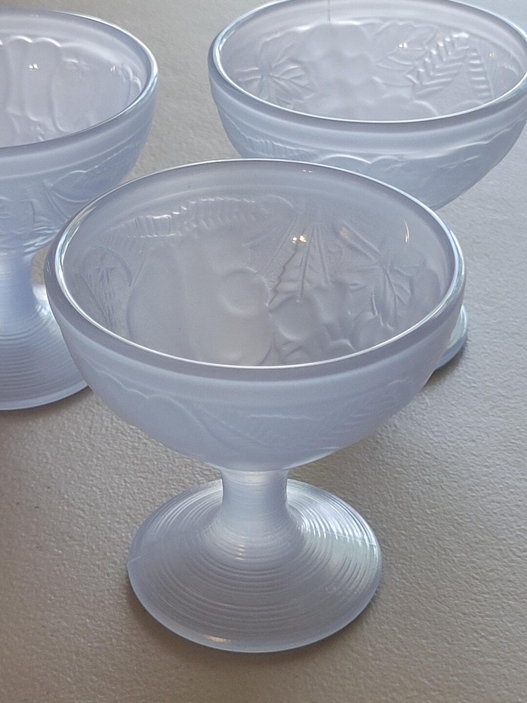Vintage Set of 3 LUMINARC France Light Blue Ice Cream Cups "gourmet ...