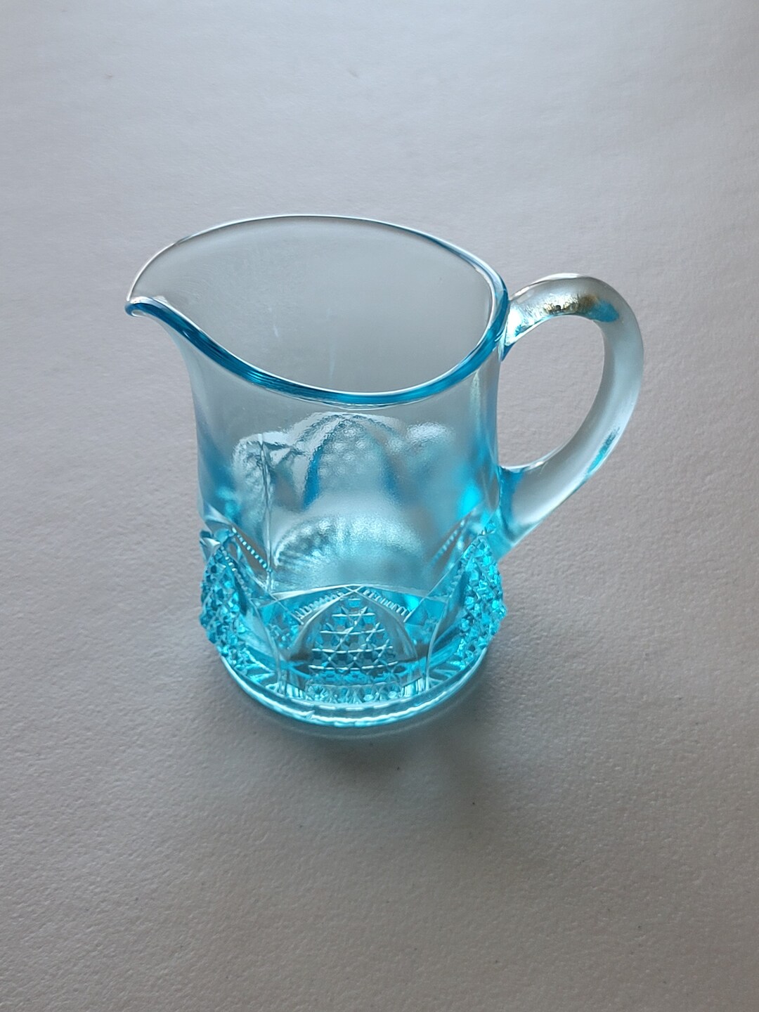 Fenton Blue Topaz Button and Arch Pitcher #1962 SY - Signed - Etsy