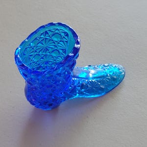 Vintage Fenton Art Glass Cobalt Blue Daisy and Button Glass Boot 4 1/4 ...