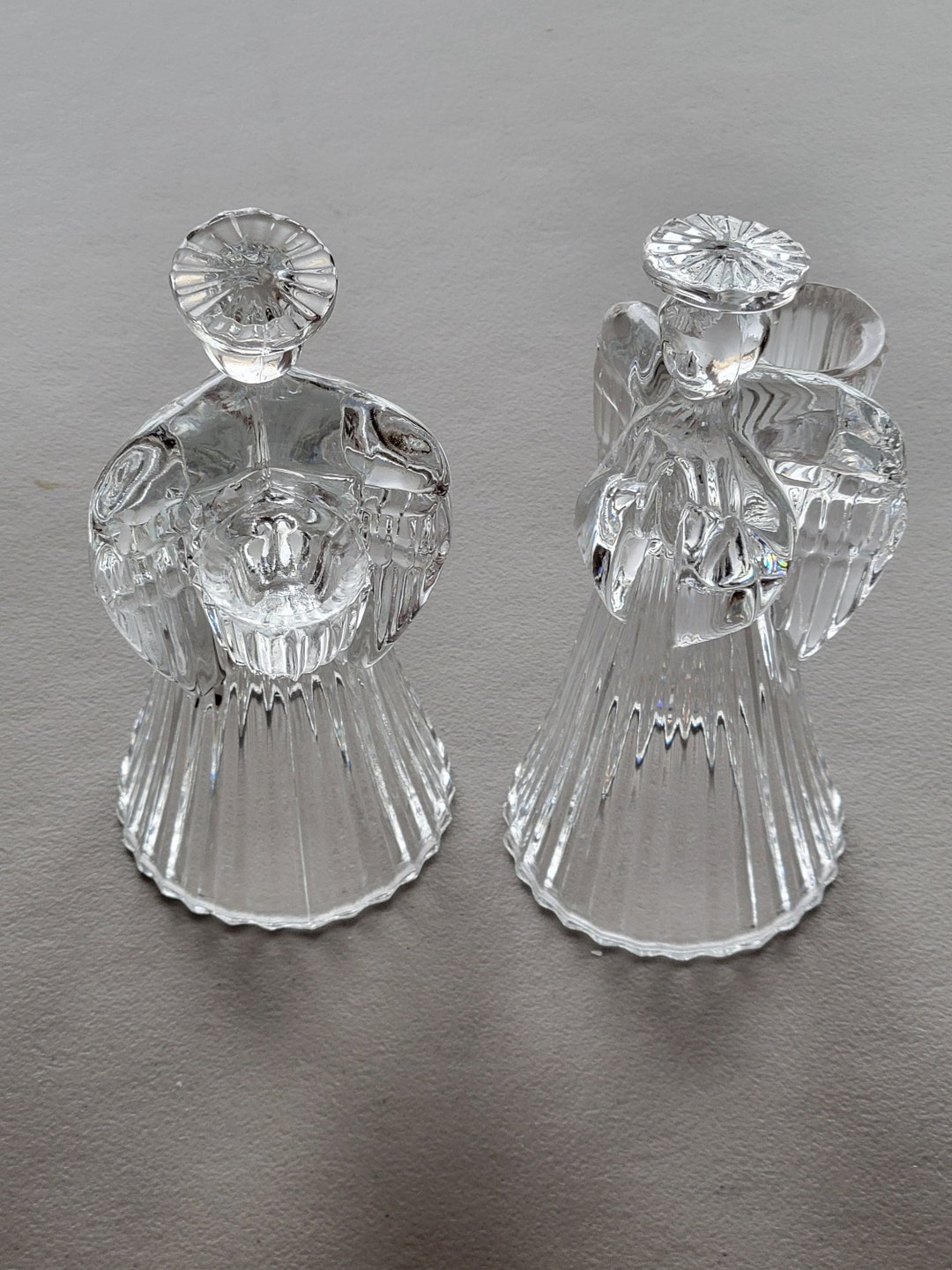 Pair of Vintage St George Crystal Pattern praying Angels Candlestick ...
