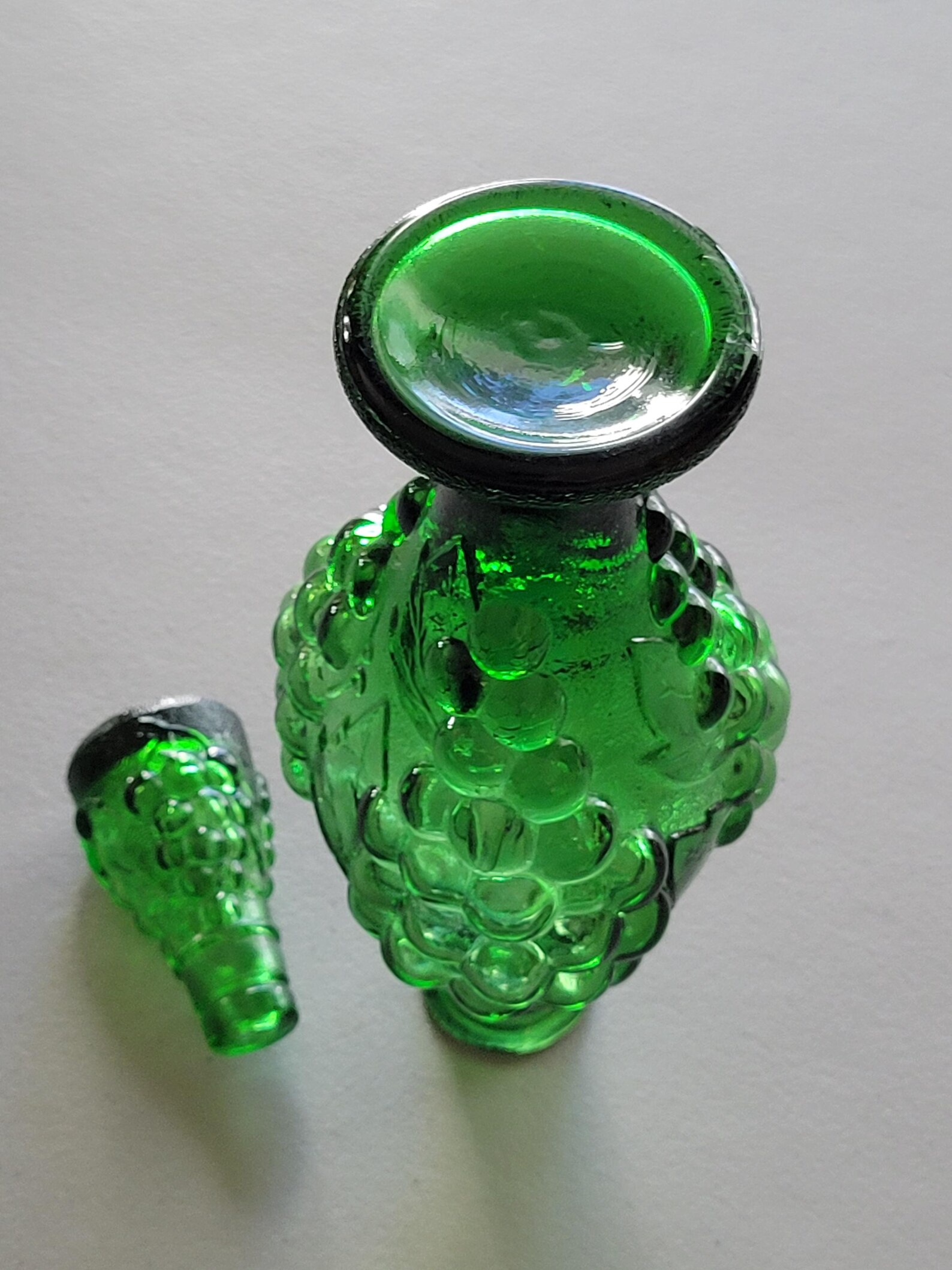 Vintage Italian Empoli Glass Decanter, Cluster of Grapes Shaped ...