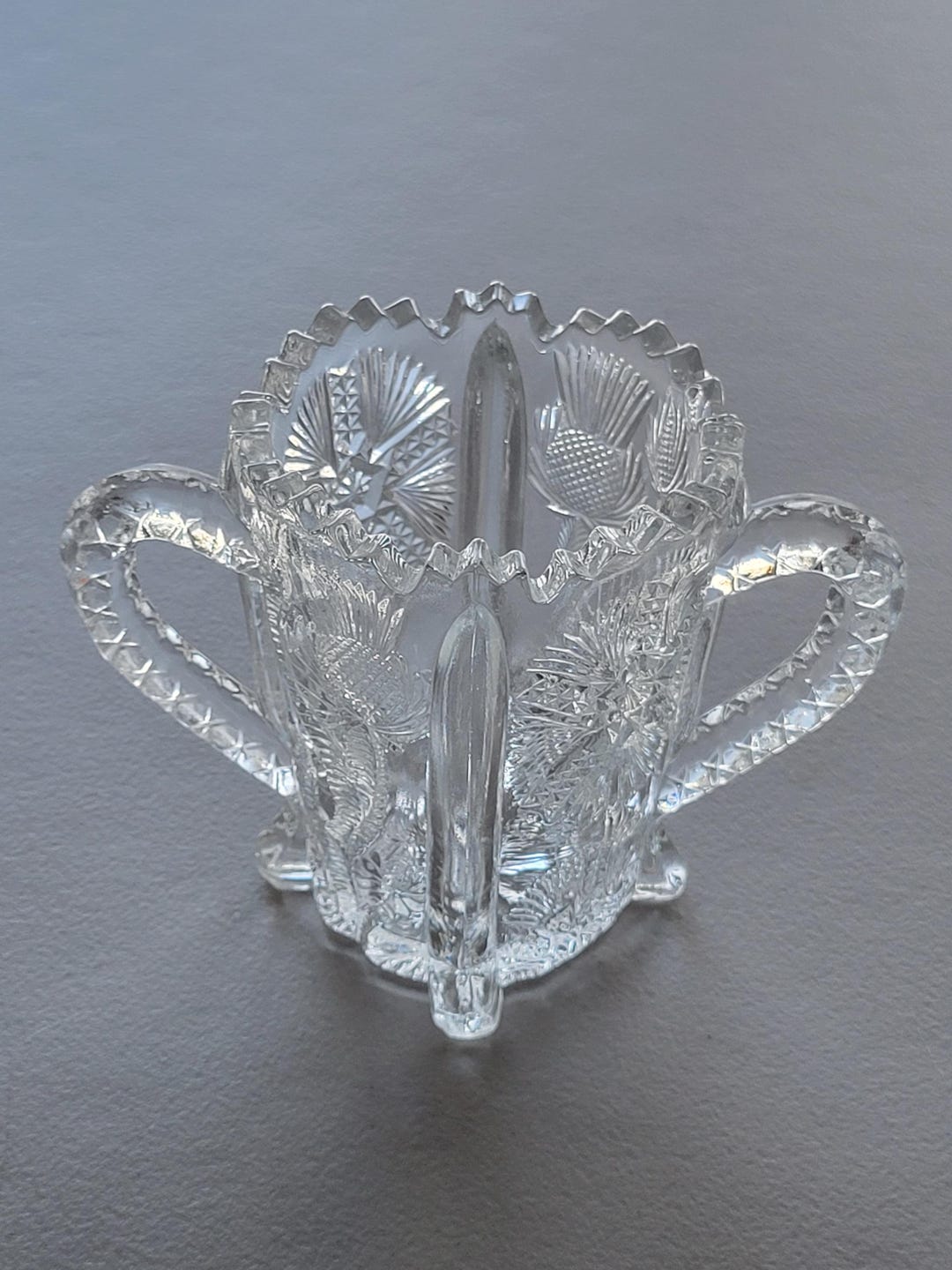 Higbee Clear Paneled Thistle EAPG Handled Celery Vase - Etsy