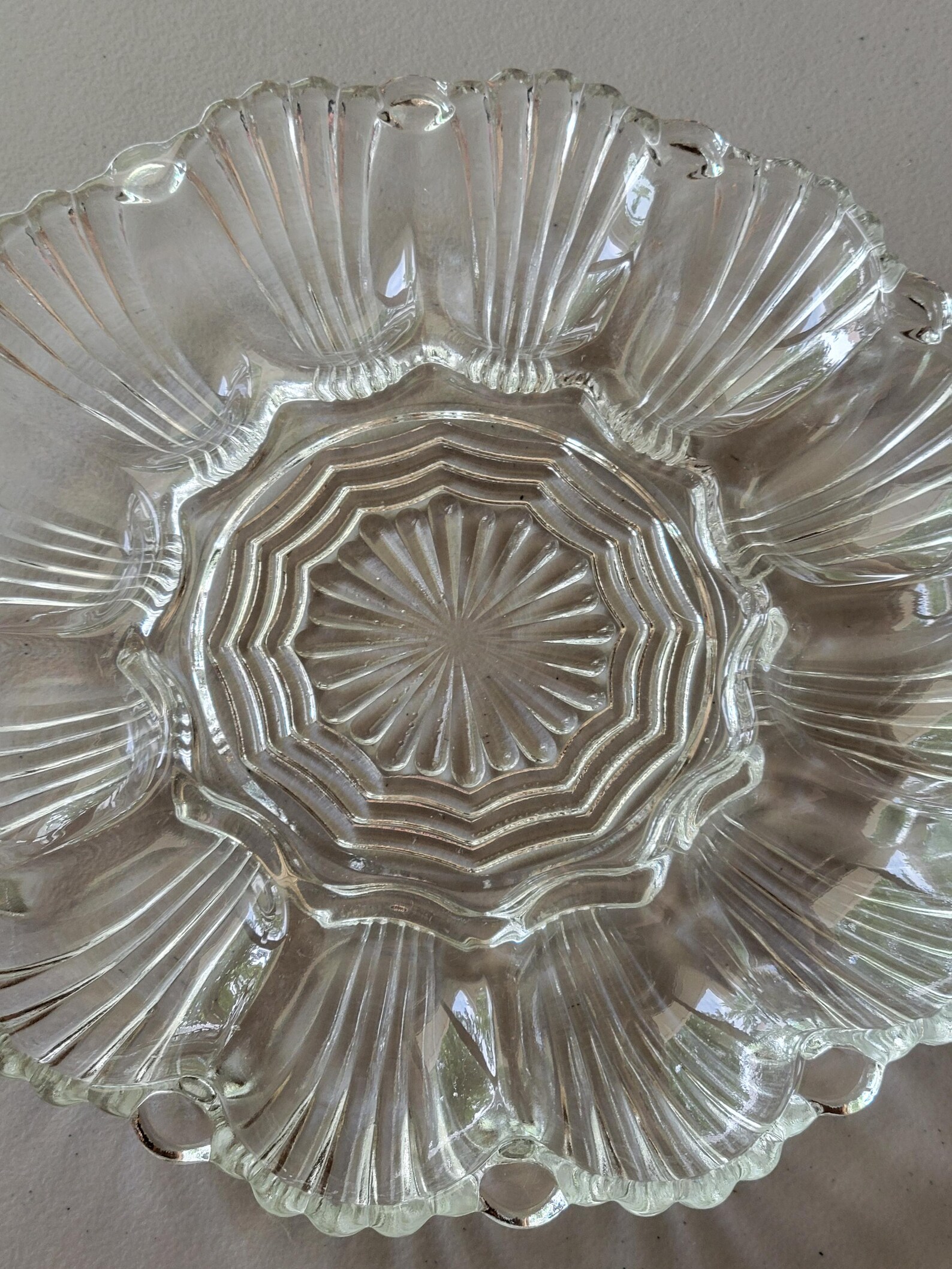 Anchor Hocking Clear Glass Deviled Egg Relish Plate Shell Design ...