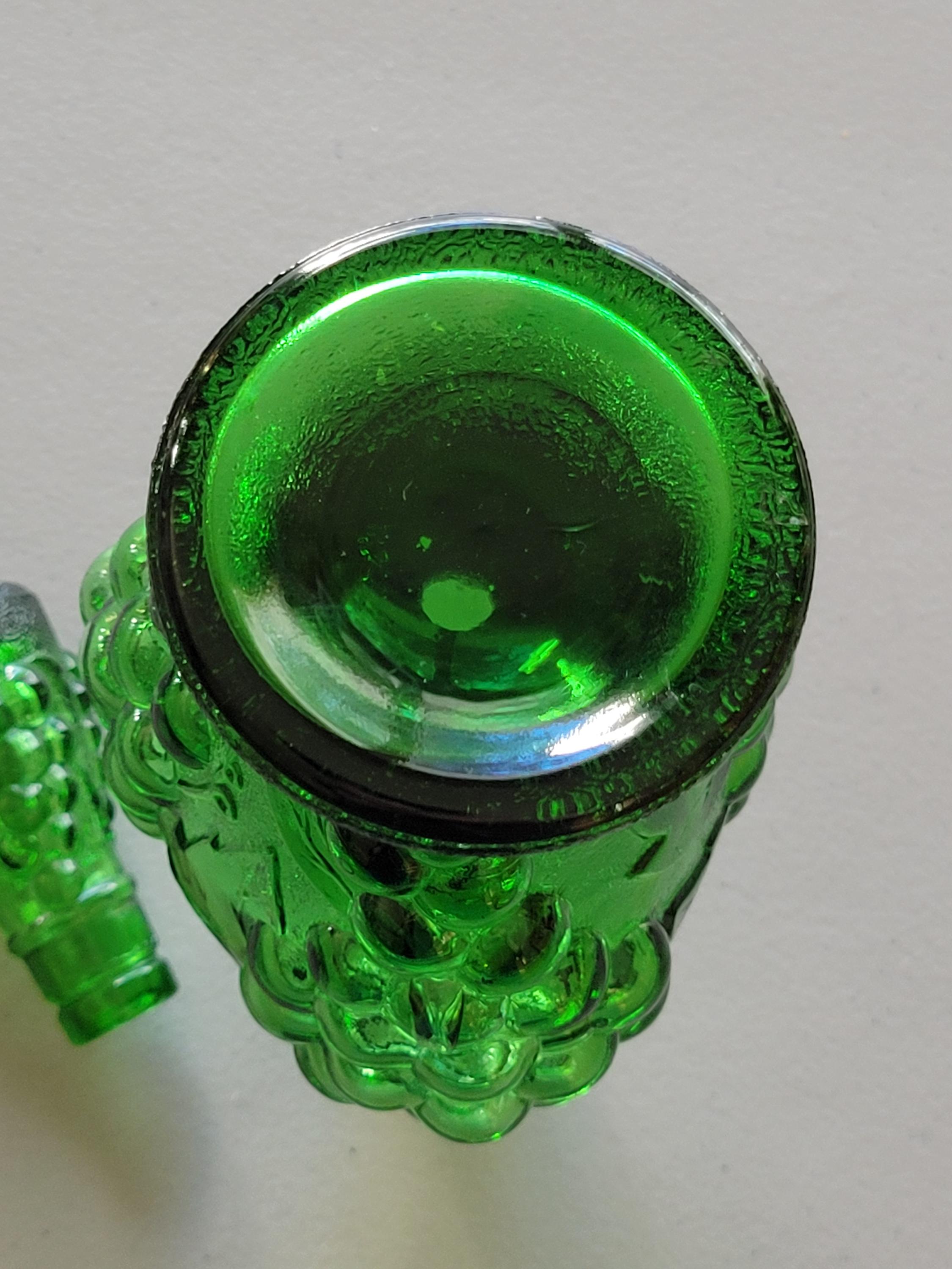 Vintage Italian Empoli Glass Decanter, Cluster of Grapes Shaped ...