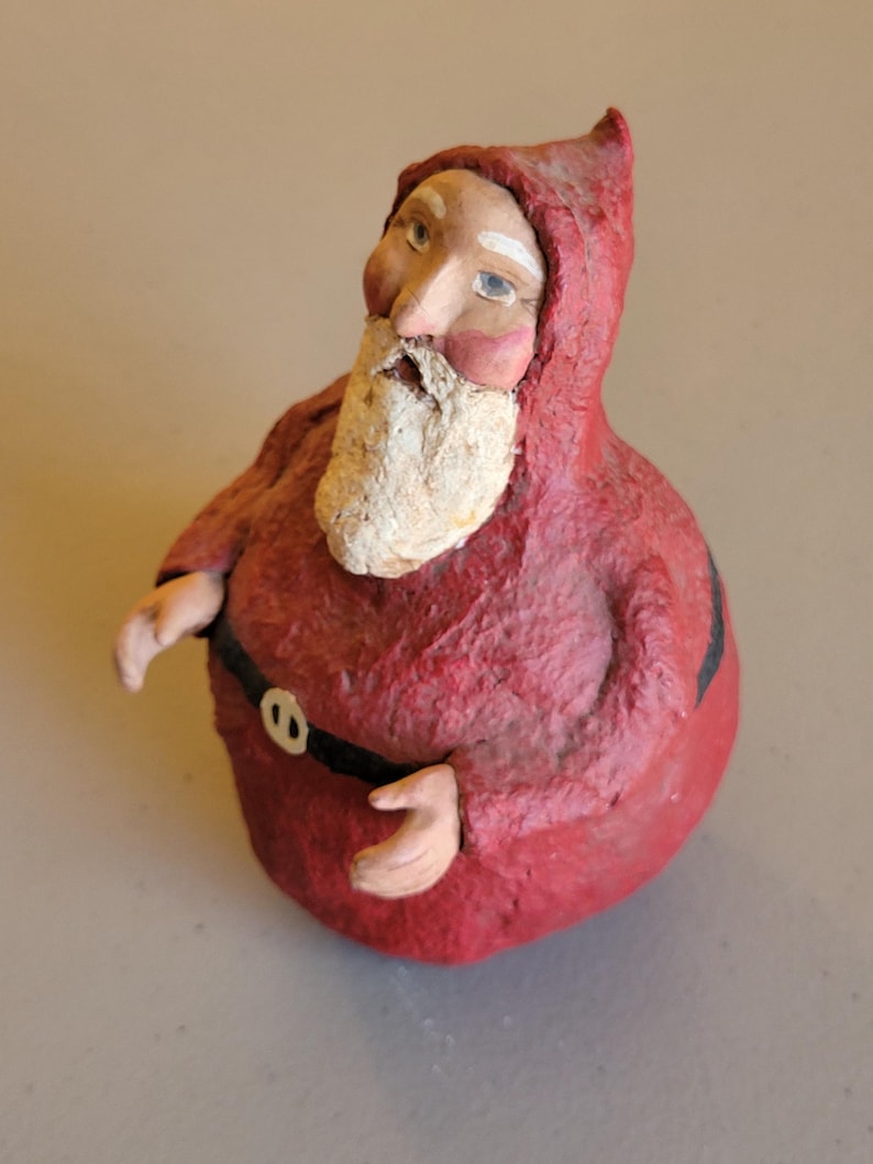 Handmade and Hand Painted Paper Mache Santa - Signed - Etsy