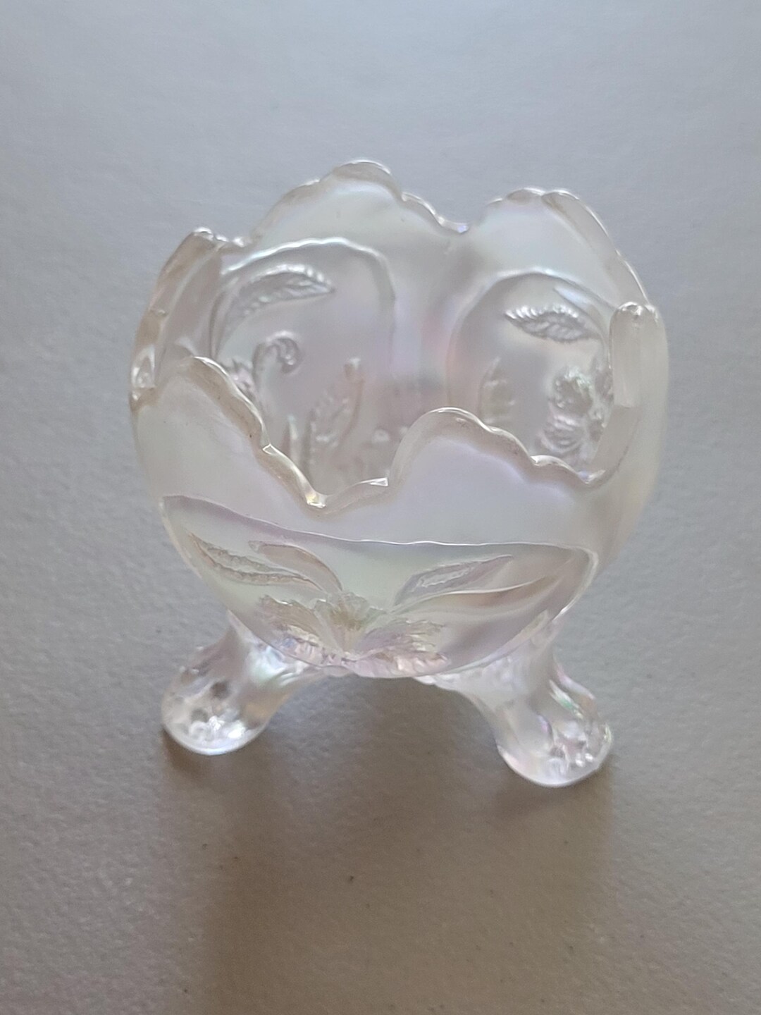 Imperial Glass White Opalescent Iridescent Berry Bowl Depression Era ...