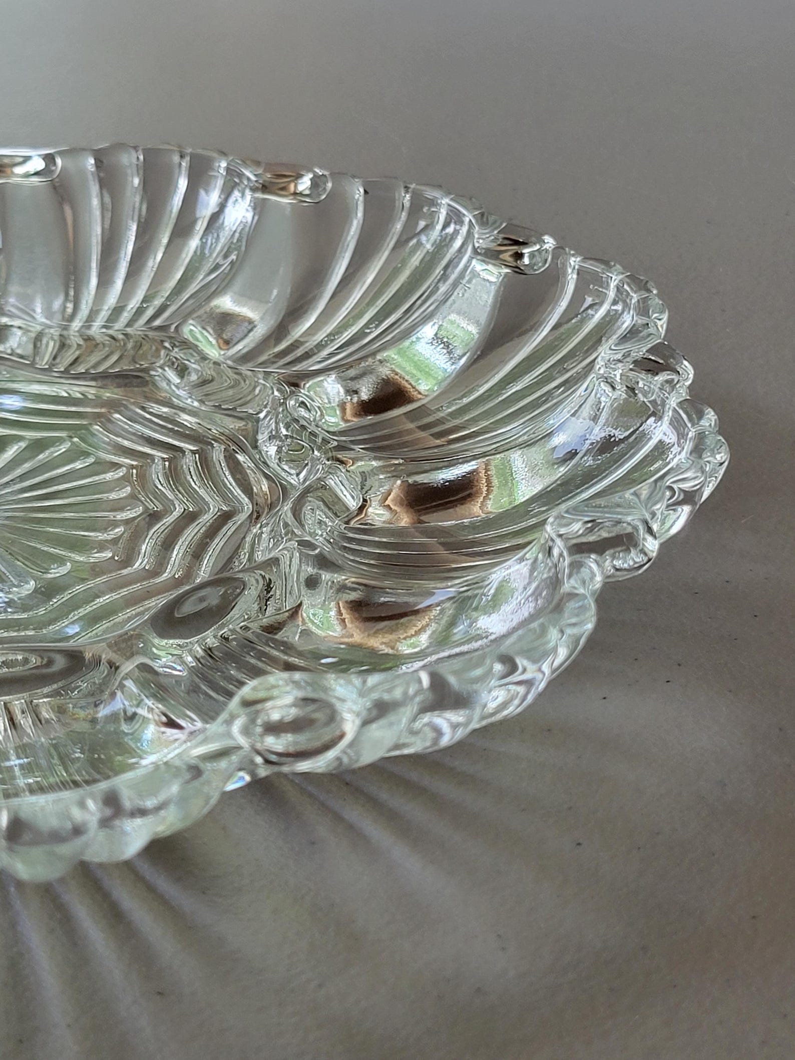 Anchor Hocking Clear Glass Deviled Egg Relish Plate Shell Design ...