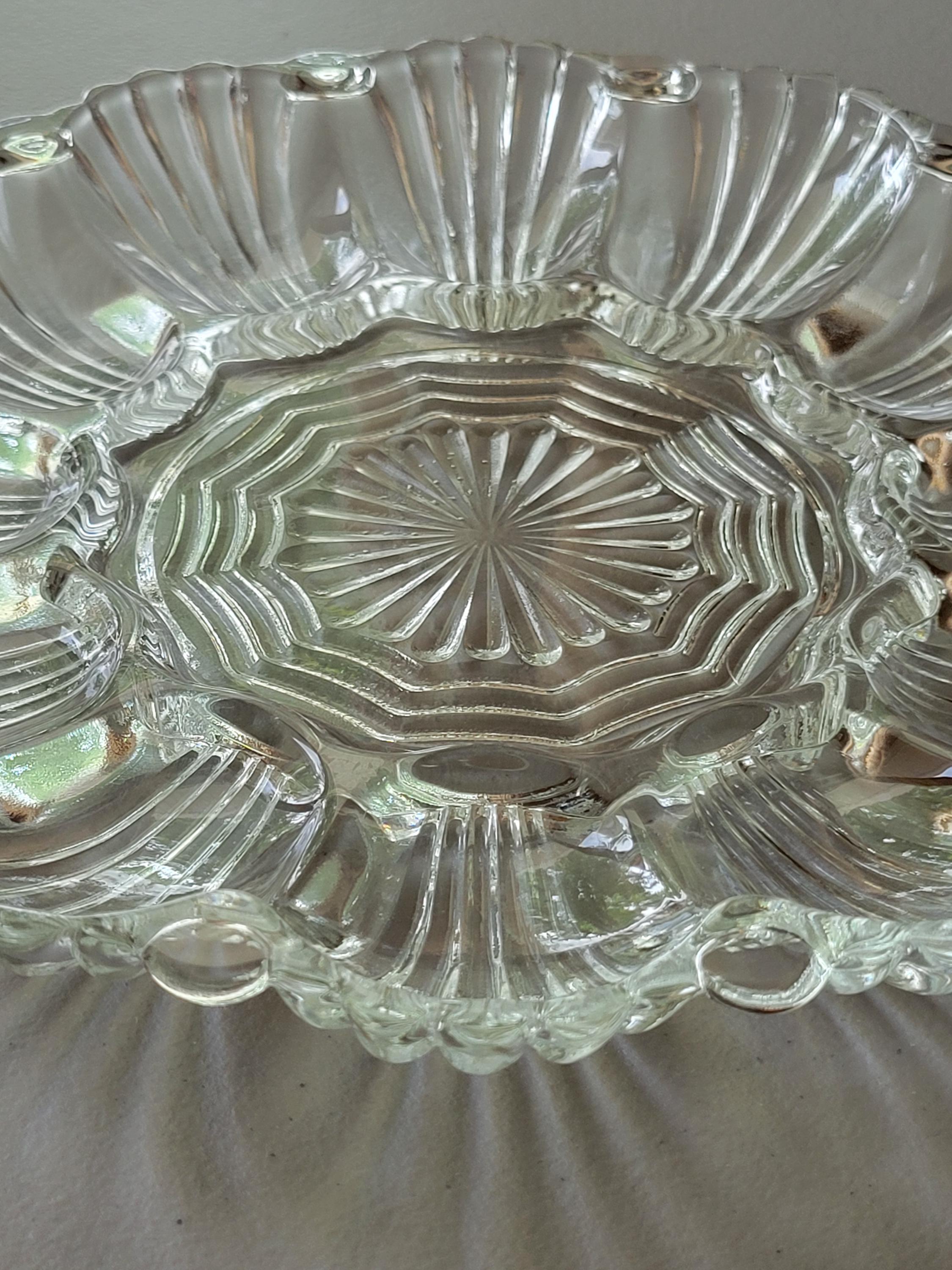 Anchor Hocking Clear Glass Deviled Egg Relish Plate Shell Design ...