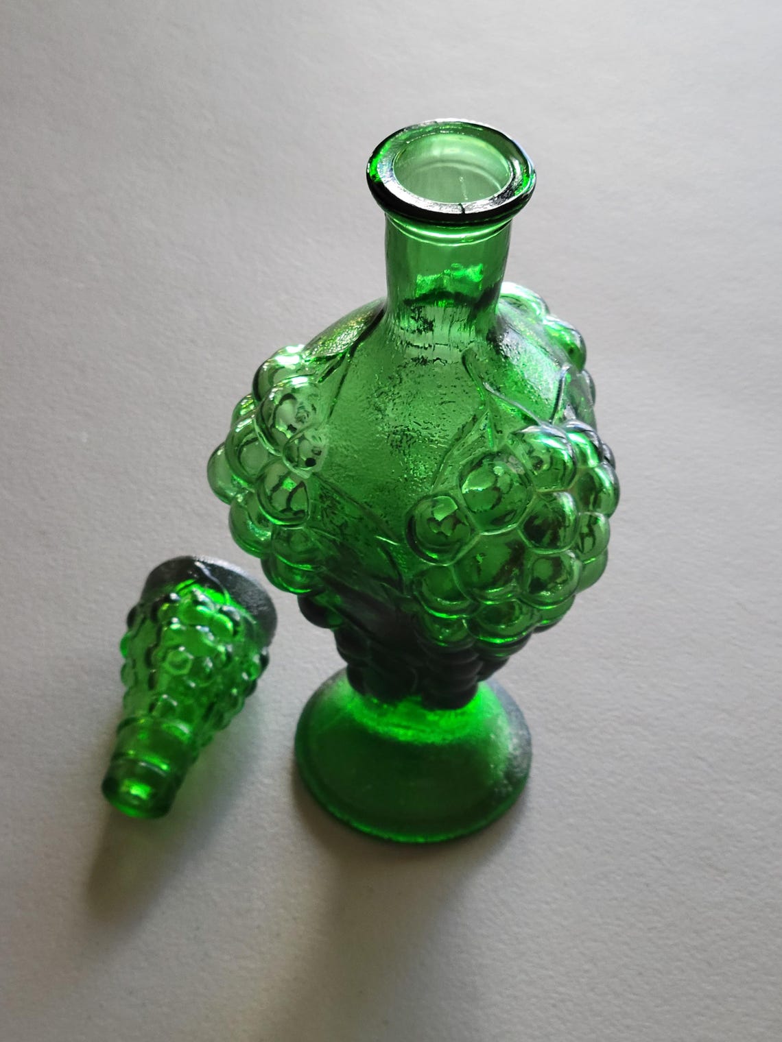 Vintage Italian Empoli Glass Decanter, Cluster of Grapes Shaped ...