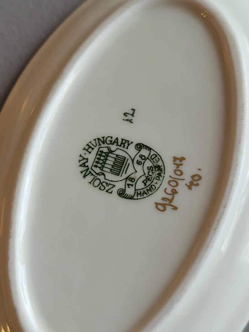 Vintage Zsolnay Hand Painted Flowers With 24k Gold Accents Oval ...