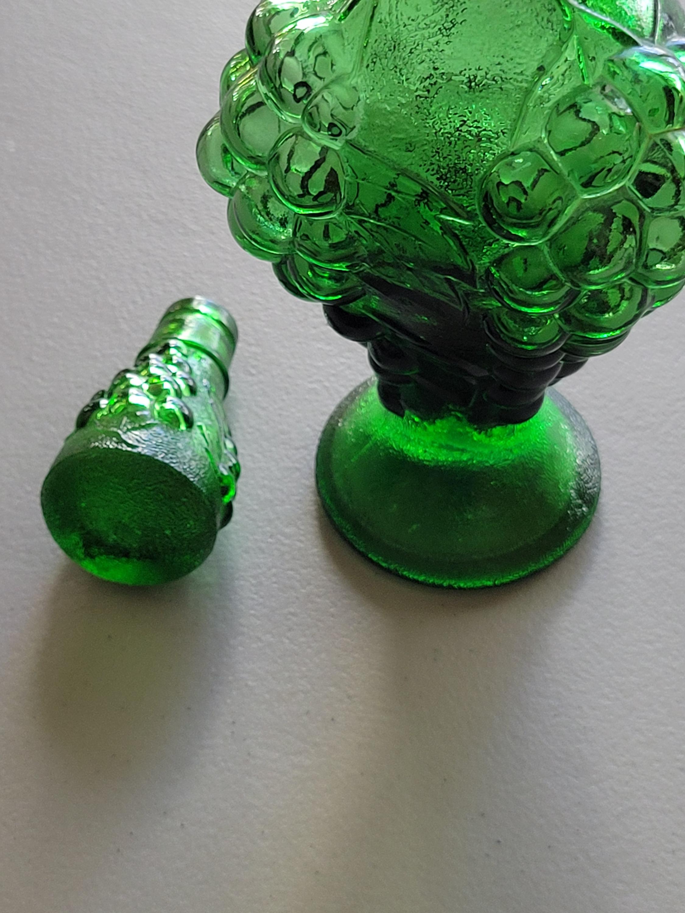 Vintage Italian Empoli Glass Decanter, Cluster of Grapes Shaped ...