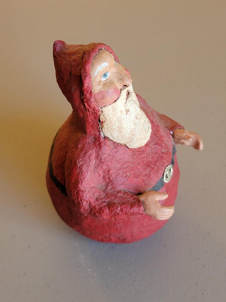 Handmade and Hand Painted Paper Mache Santa - Signed - Etsy