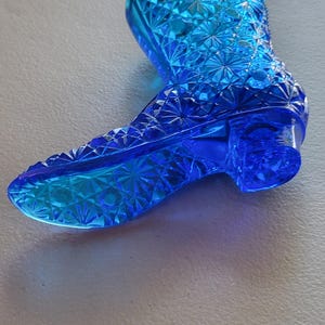Vintage Fenton Art Glass Cobalt Blue Daisy and Button Glass Boot 4 1/4 ...