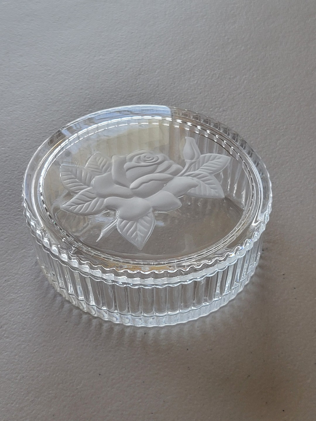 Vintage Teleflora Glass Rose Design Jar With Lid - Etsy