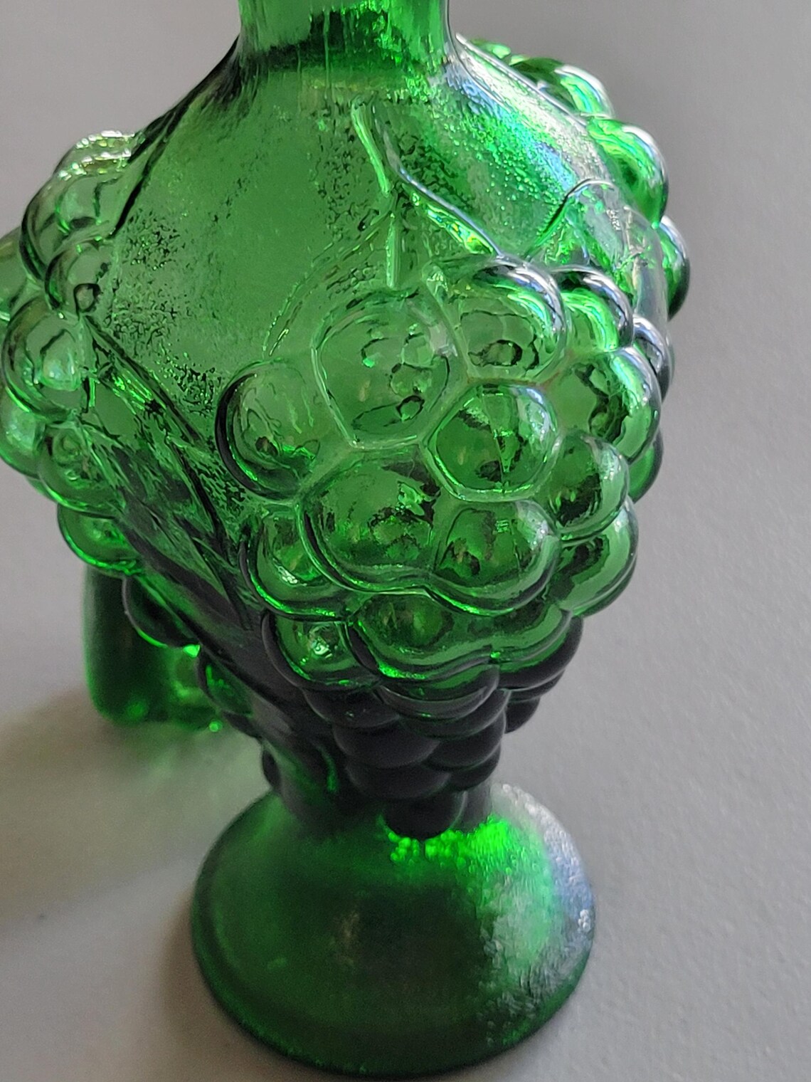 Vintage Italian Empoli Glass Decanter, Cluster of Grapes Shaped ...