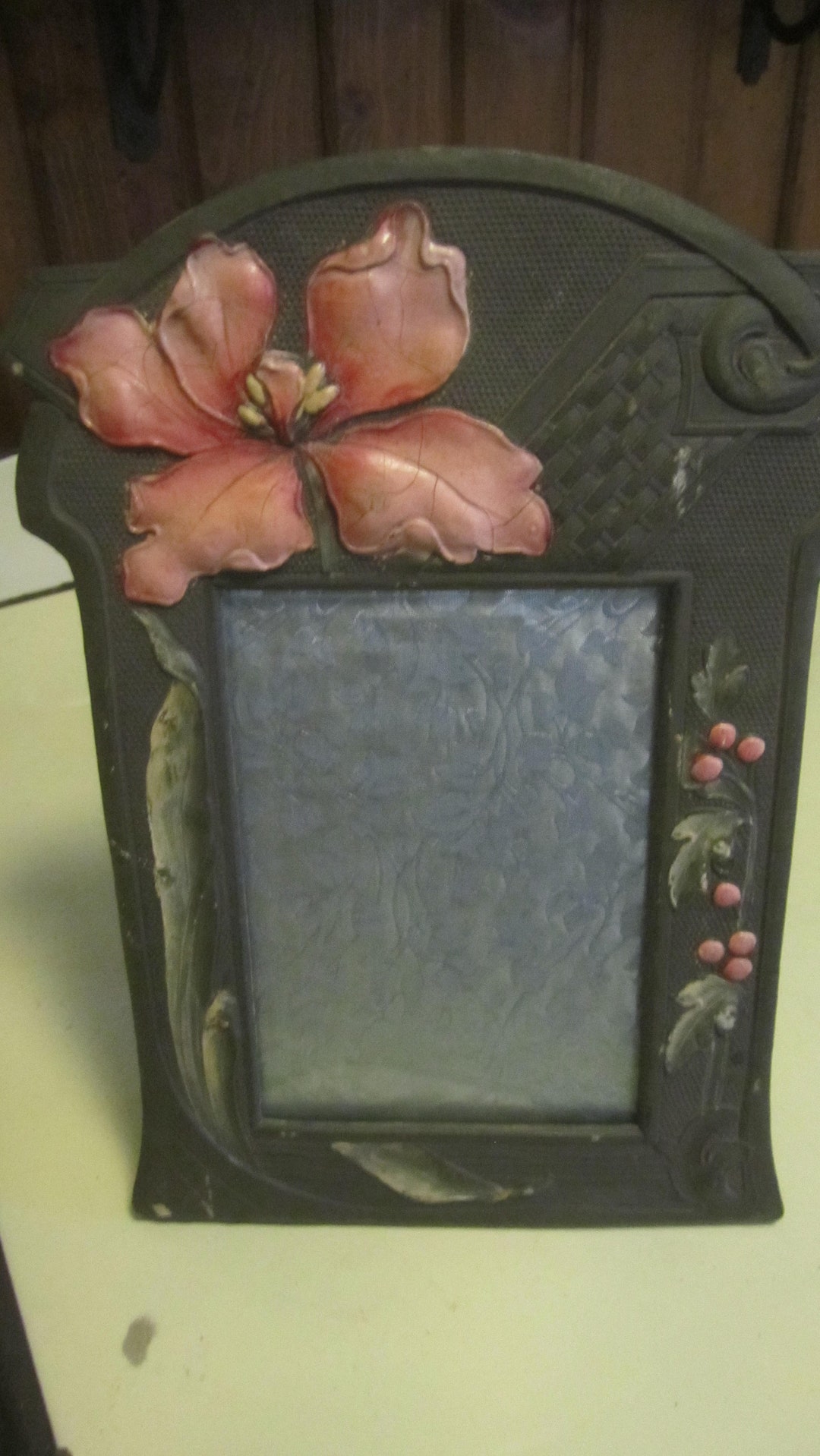 Victorian Picture Frame Vintage Picture Frame Gorgeous Applied Flower ...
