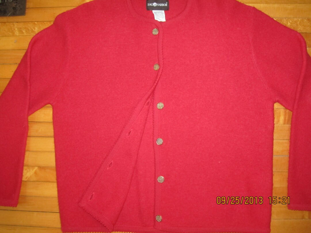 Classic Style Red Sweater Jacket 100 Percent Wool Nice - Etsy