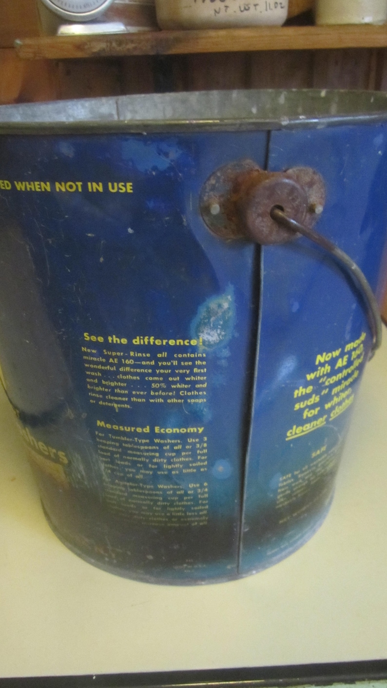 Vintage Laundry Detergent Bucket All Detergent Galvanized - Etsy