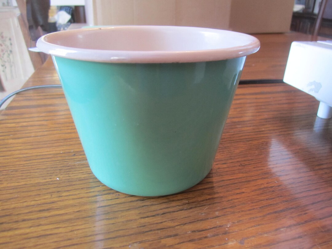 Vintage Enamelware Pot Vintage Enamelware Bowl Green Enamelware - Etsy