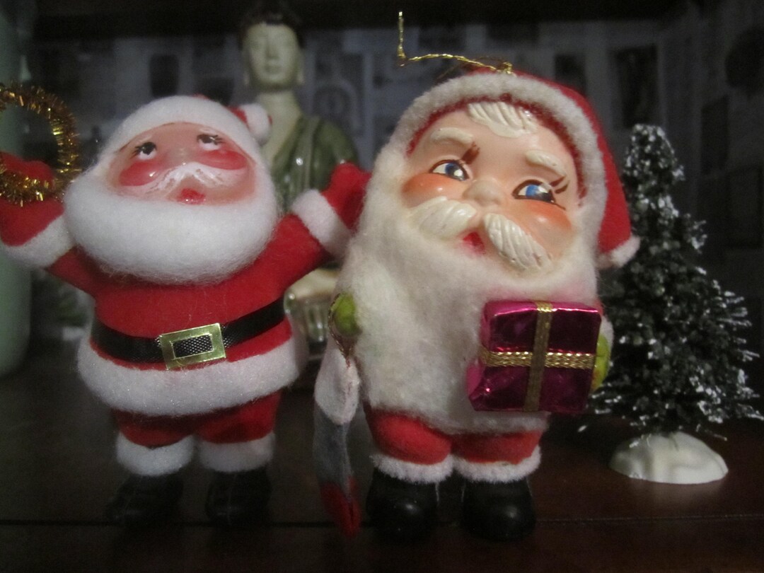 Two Vintage Santa Ornaments 1940s or 50s - Etsy