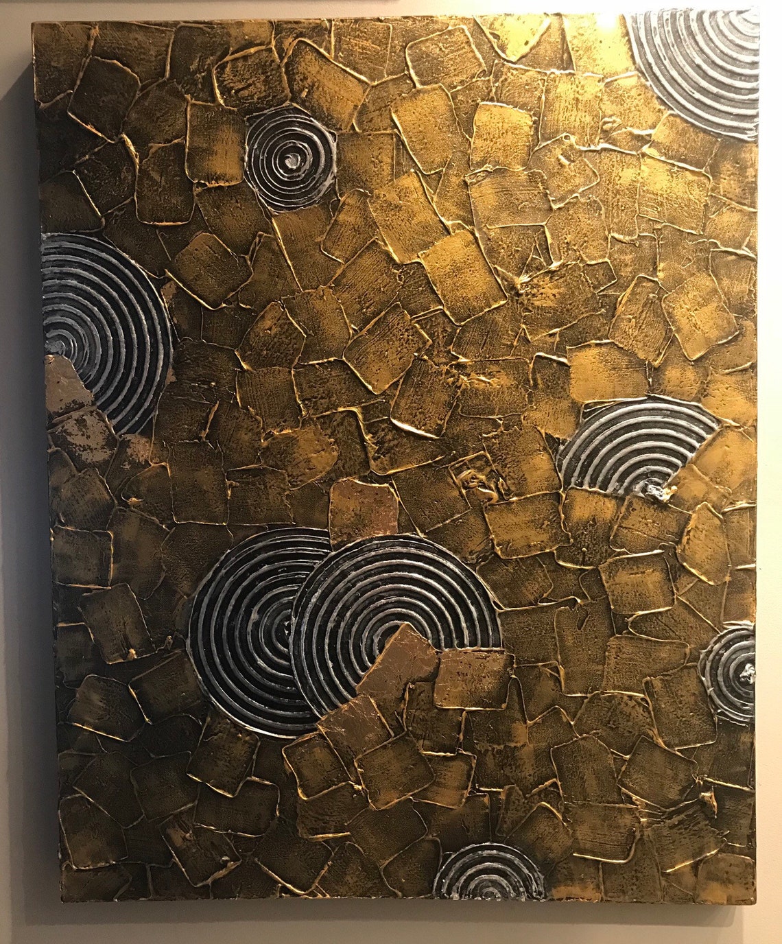 Modern Metallic Art Silver Gold Sculpture on Canvas wall art | Etsy