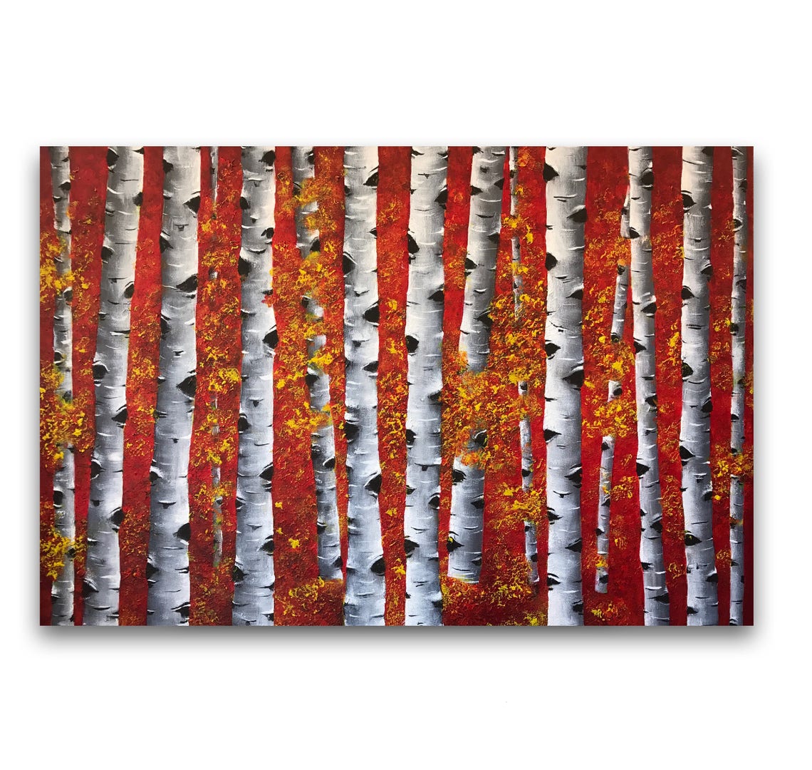 Aspen Tree Wall Art on Canvas Large Abstract Painting Living - Etsy Canada