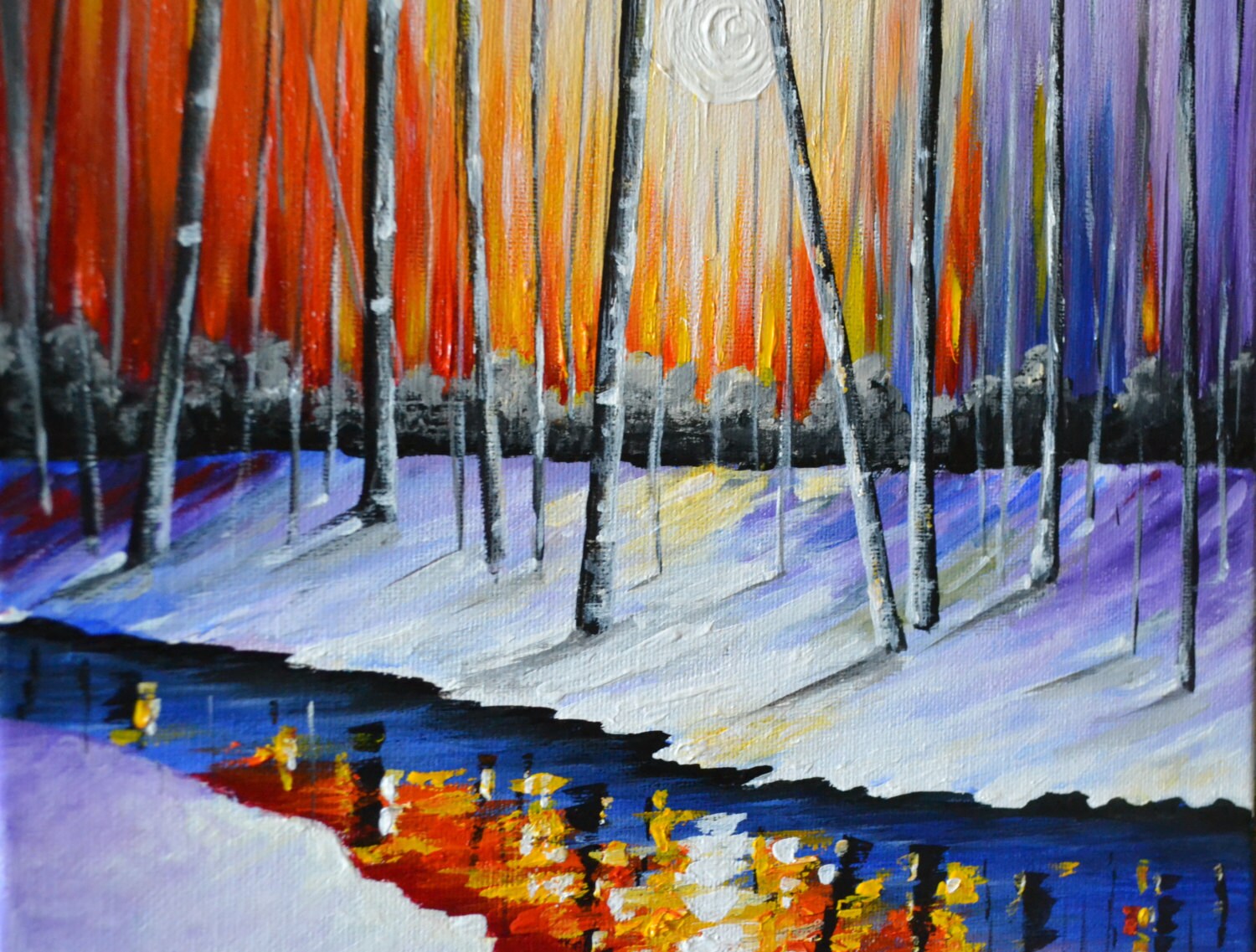 Abstract Tree Painting, Colorful Landscape Small Wall Decor, Home ...