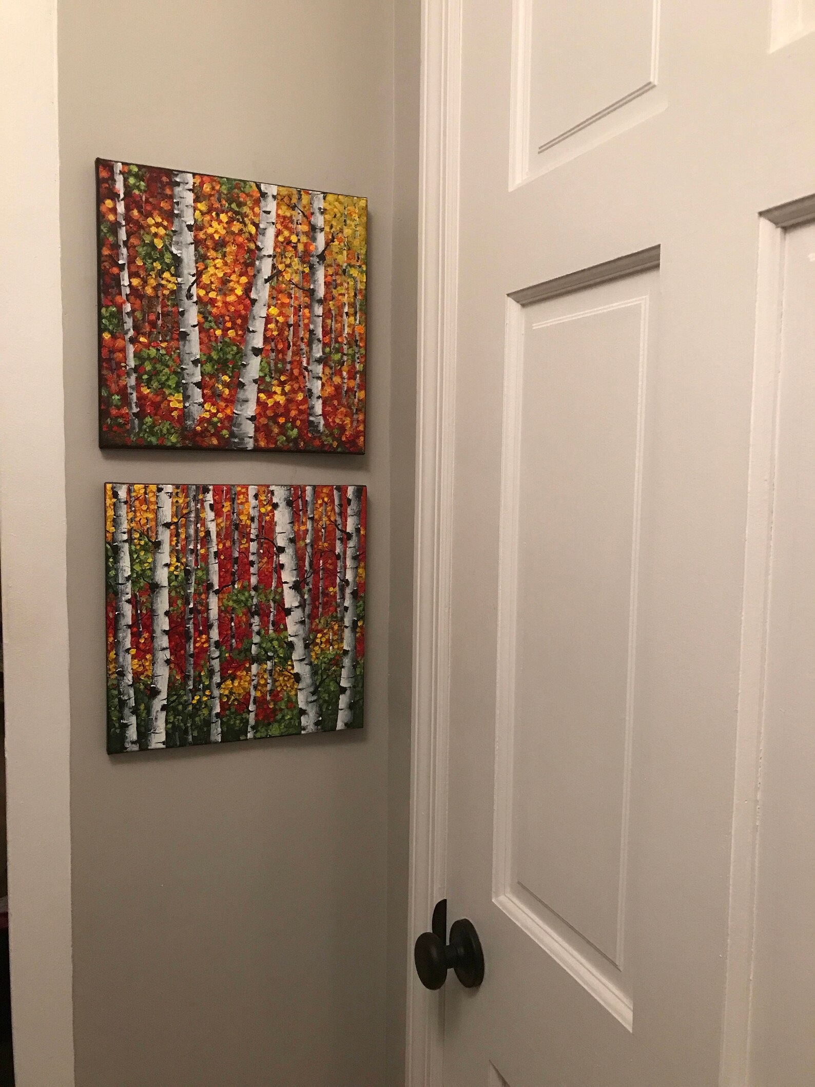 Small Wall Art Original Painting Abstract Landscape Birch | Etsy