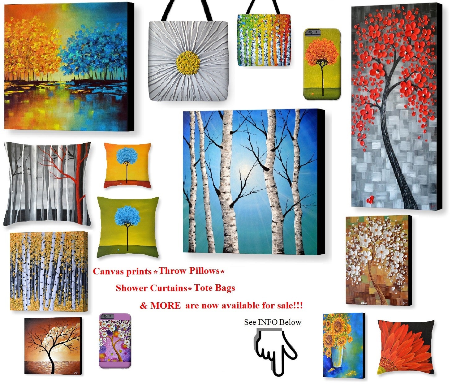 Abstract Tree Painting, Colorful Landscape Small Wall Decor, Home ...