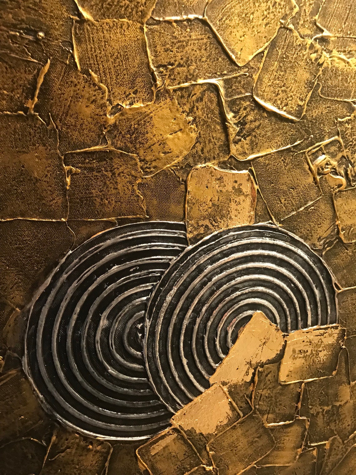 Modern Metallic Art Silver Gold Sculpture on Canvas wall art | Etsy