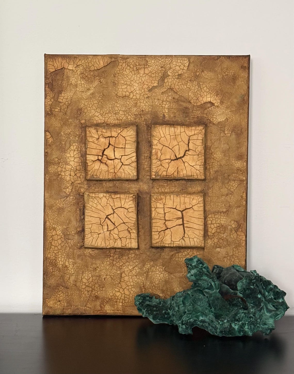 Cracked Earth Texture Wall Art | 3D Grid Abstract Canvas | Wabi Sabi ...