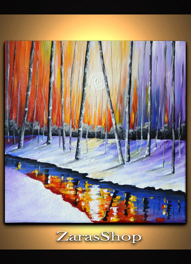 Abstract Tree Painting, Colorful Landscape Small Wall Decor, Home ...