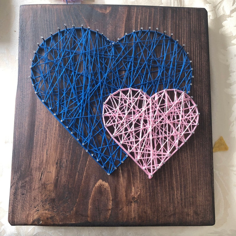 2 Hearts String Art Pattern and DIY Instructions Instant | Etsy