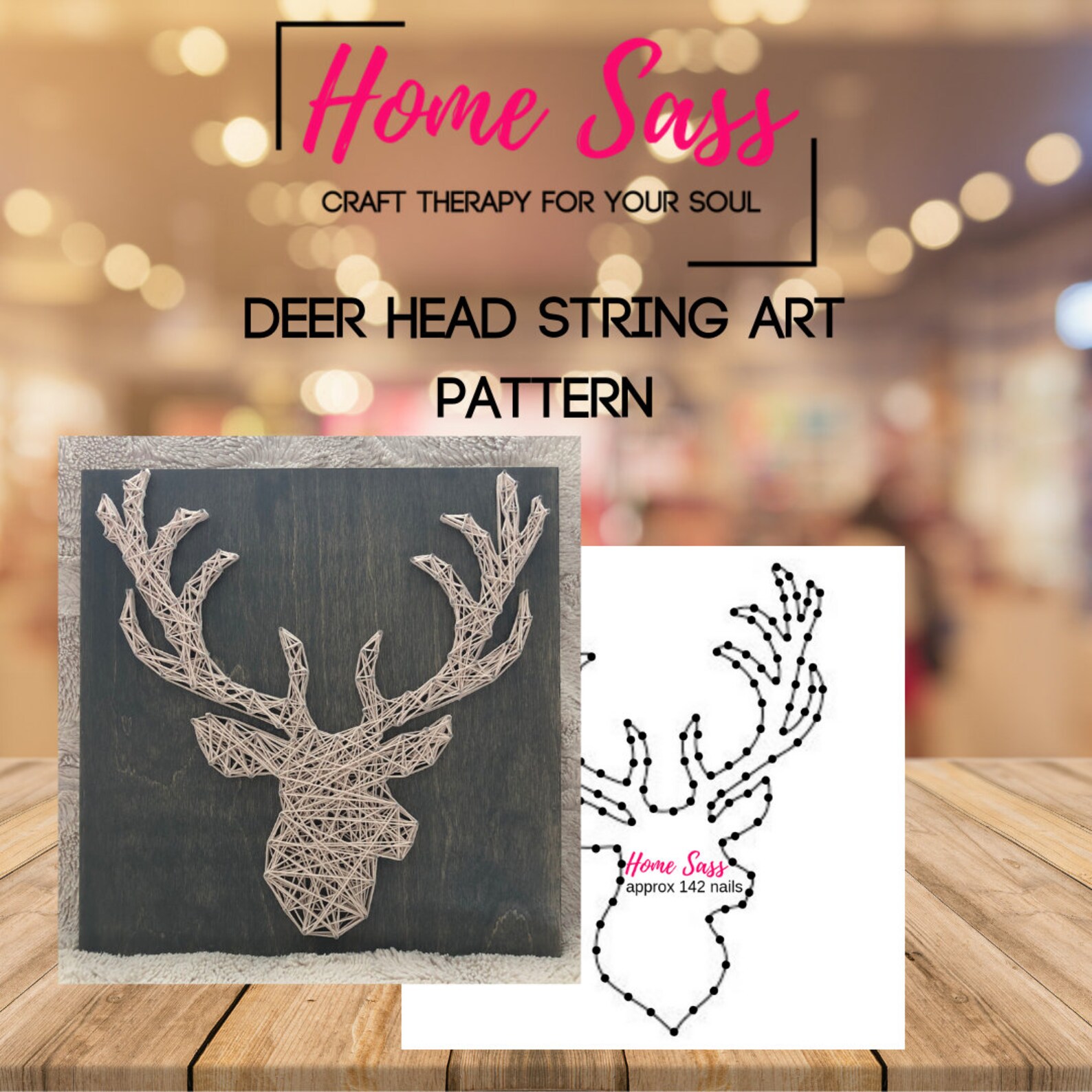 Deer Head String Art Pattern and DIY Instructions Instant Down | Etsy
