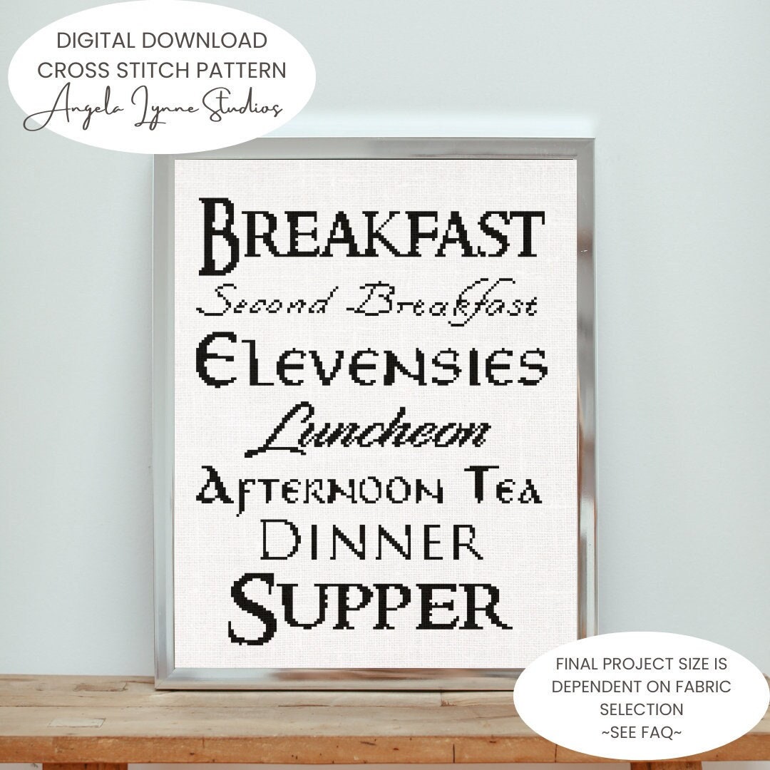 Cross Stitch Pattern Breakfast, Second Breakfast, Elevensies, Luncheon ...