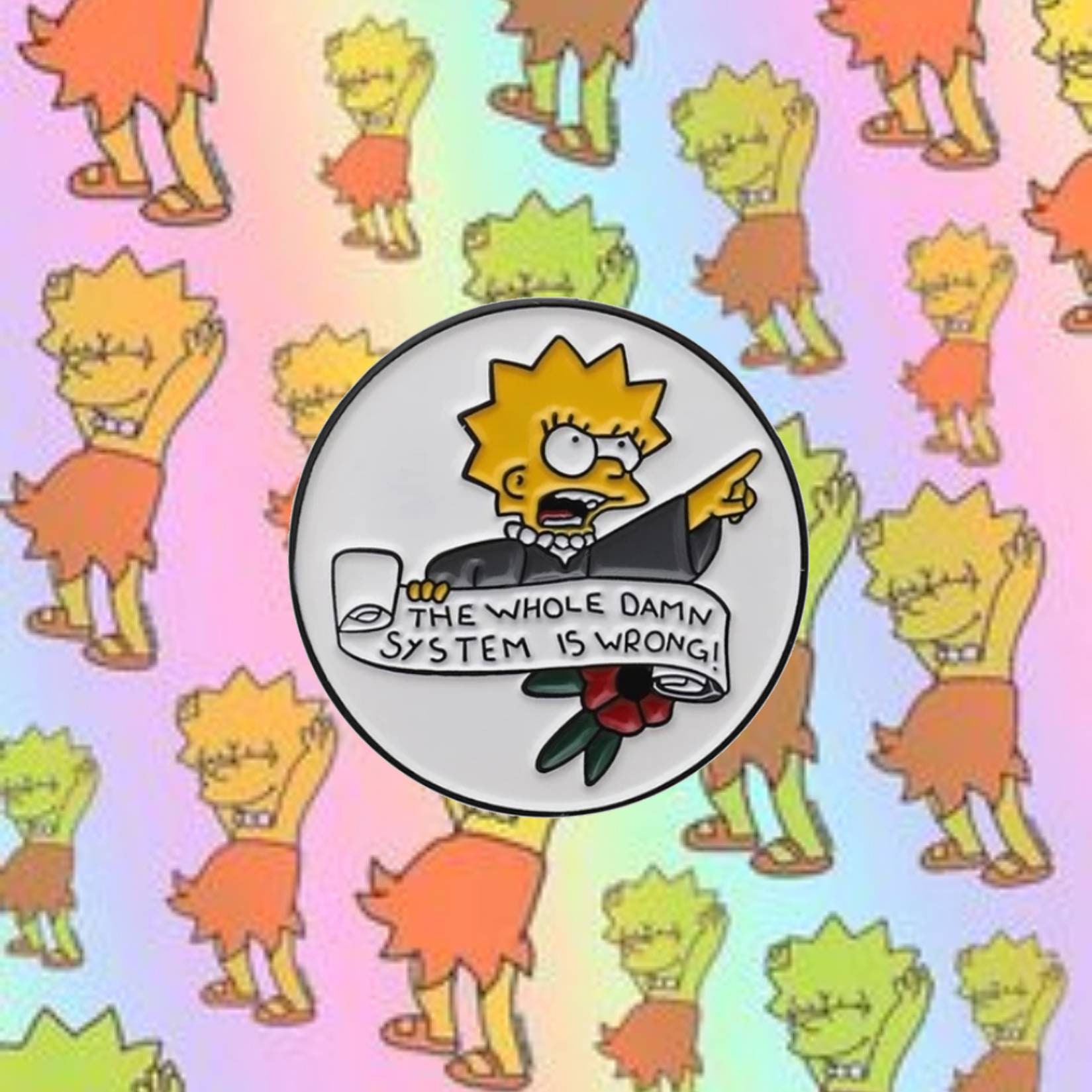 The Simpsons Lisa Simpson pin badge the whole damn system is | Etsy
