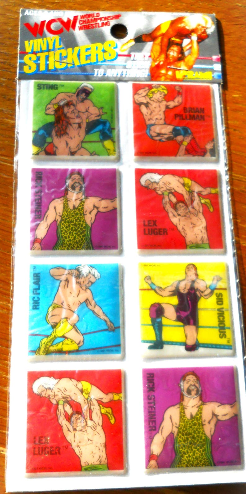 Vintage 1991 WCW Vinyl Stickers by Larami 2 Sheets of 8 Stickers Each ...