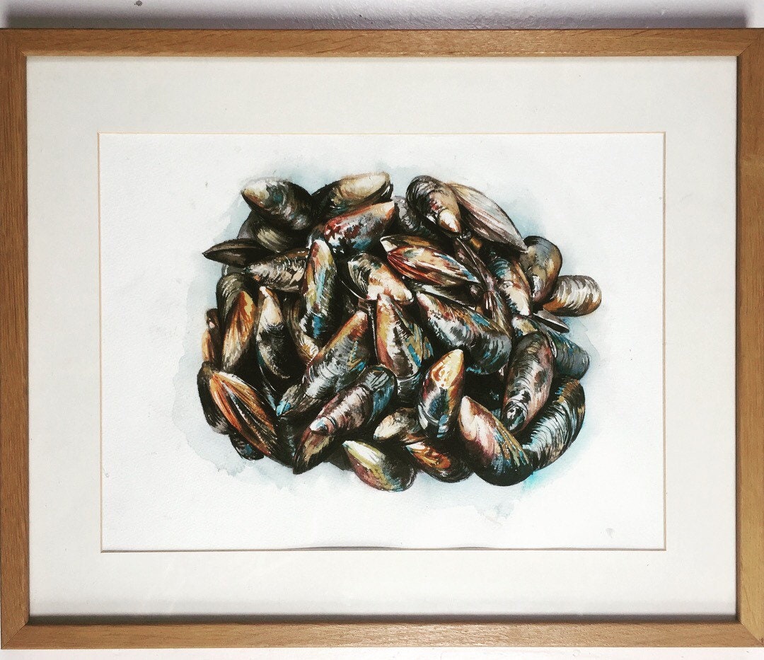 Watercolour & Ink MUSSELS Print A4 by VMS (from Original Artwork) - Etsy