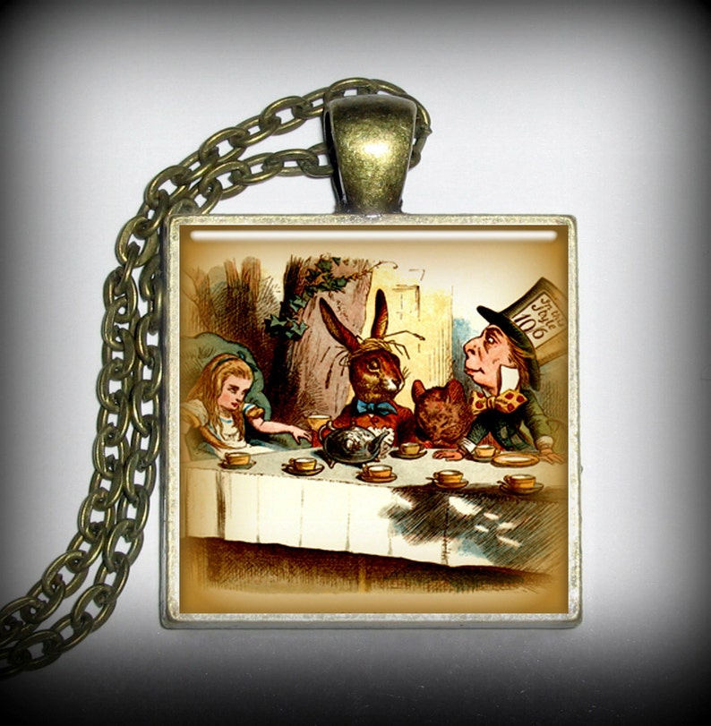 Alice in Wonderland Rabbit Pendant Charm, Resin Necklace, Image Pendant ...