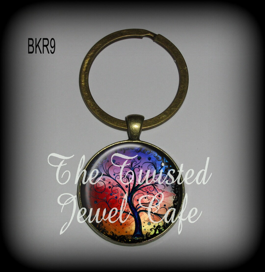 Tree of Life Key Ring, Whimsical Tree Key Ring 30mm Silver or Antique ...