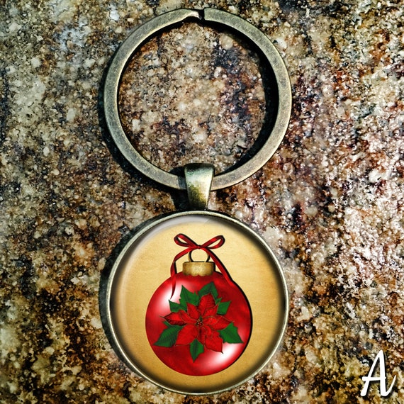 Christmas in Gold Key Ring Christmas Key Ring Holiday Key | Etsy