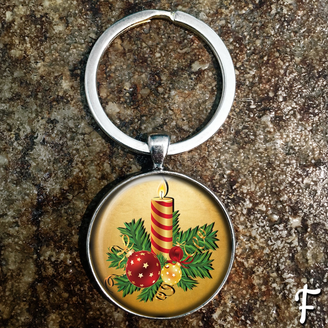 Christmas in Gold Key Ring Christmas Key Ring Holiday Key | Etsy