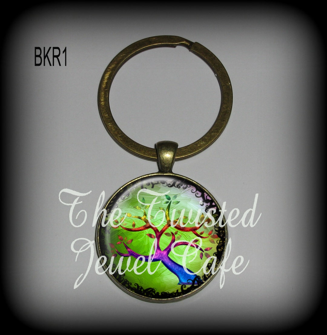 Tree of Life Key Ring, Whimsical Tree Key Ring 30mm Silver or Antique ...