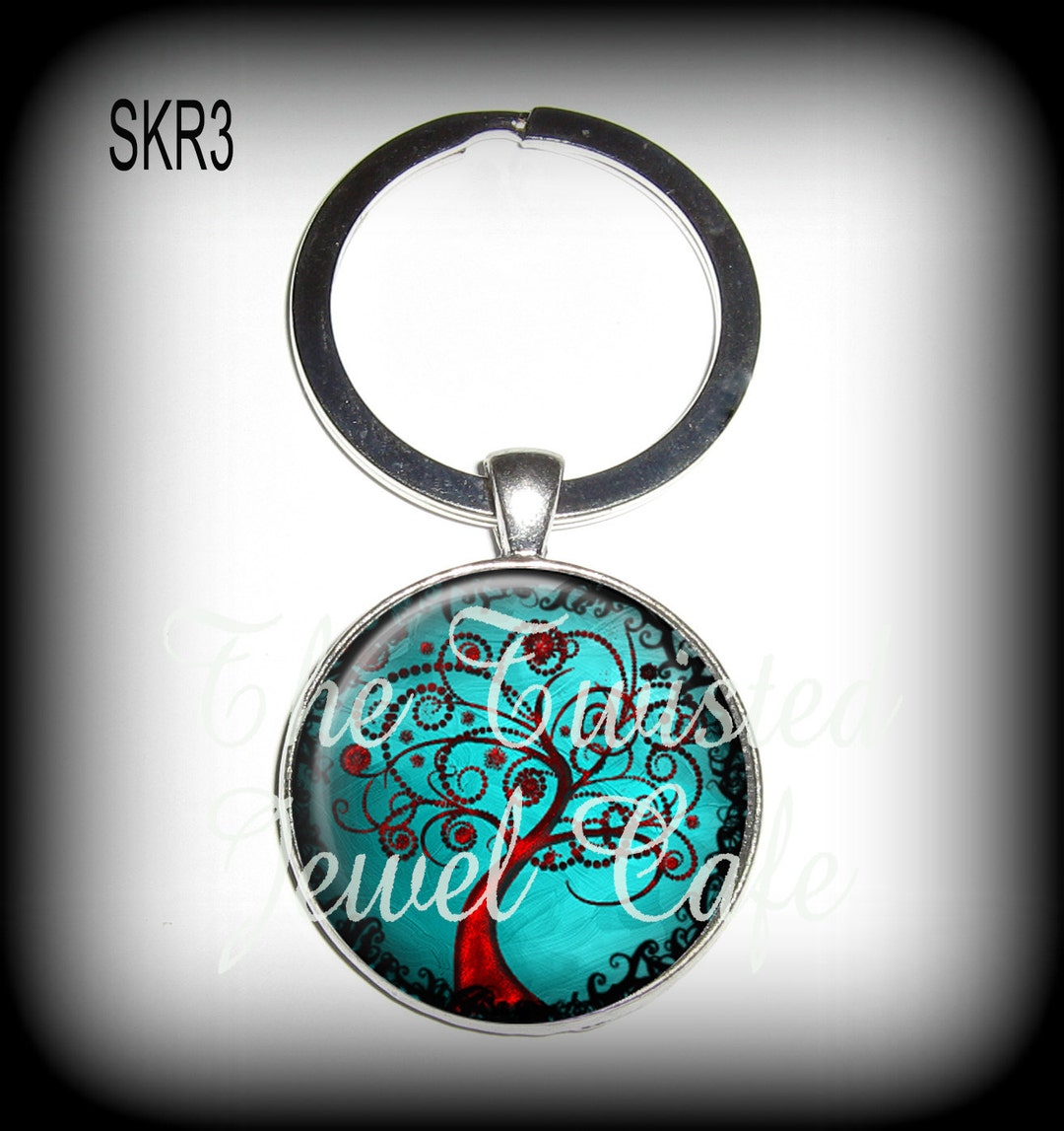 Tree of Life Key Ring, Whimsical Tree Key Ring 30mm Silver or Antique ...