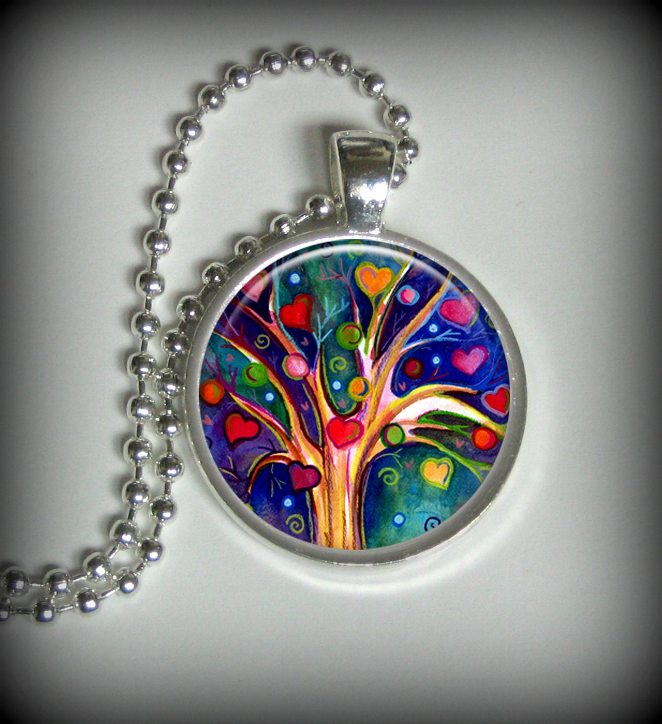 Tree of Love Pendant Charm Heart Tree Necklace Pendant Tree - Etsy