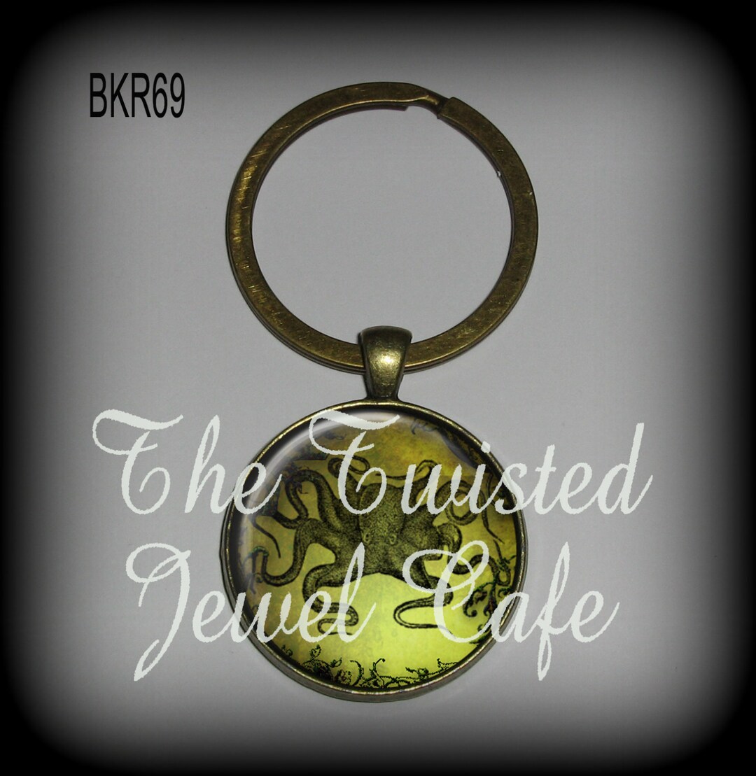 Octopus Key Ring Choice of 2 Colors and 2 Finishes 30mm Key Ring Sea ...